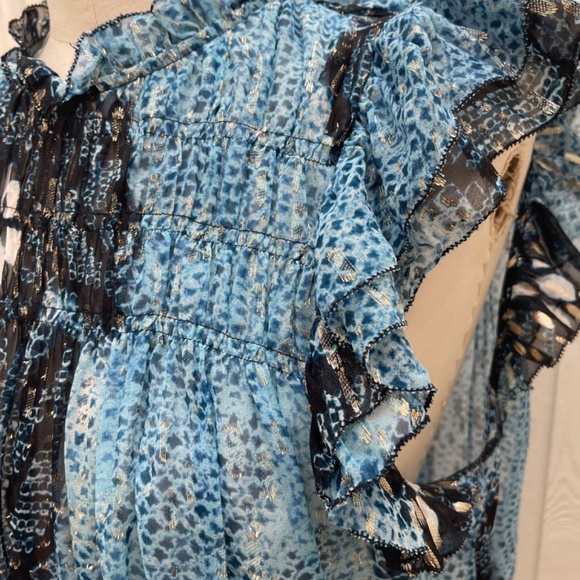 Ulla Johnson | Tops | Ulla Johnson Nicola Blue Floral Silk Blouse Sz 4 ...
